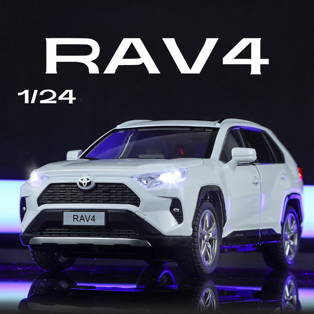 【RUM】1:24 Scale Toyota RAV4 Alloy Car Model Light & Sound Effect ...