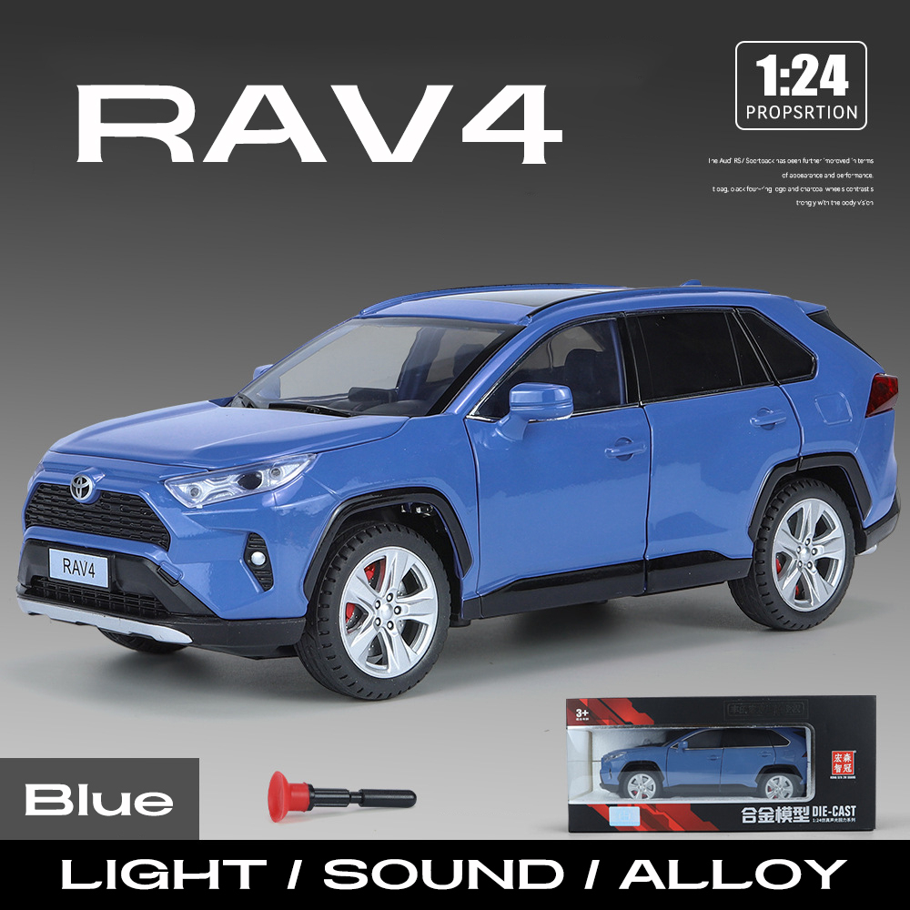 【RUM】1:24 Scale Toyota RAV4 Alloy Car Model Light & Sound Effect ...