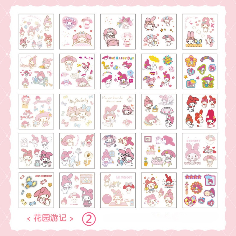100 Sheets Sanrio Cute Stickers Transparent Cartoon Sticker Gift Box ...