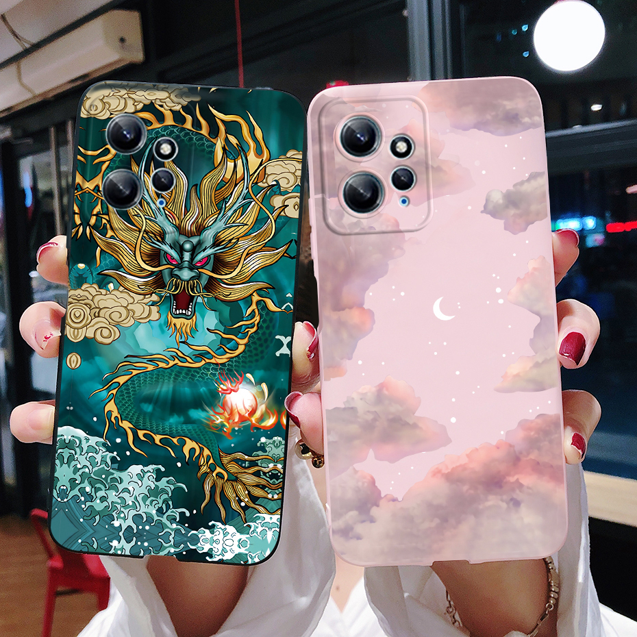 Xiaomi Redmi Note 12 4G 2023 Black Dragon Pattern Jelly Silicone Soft ...