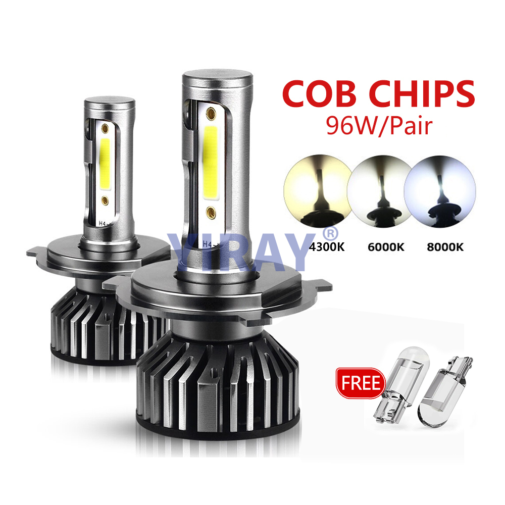2PCS 96W 10200LM LED H4 H7 H11 High quality COB Car Headlight Bulbs H1 H3 9005 9006 9012 9003 ...