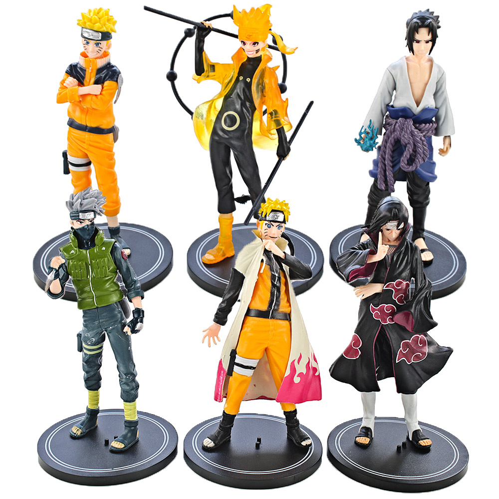 6Pcs/Set Anime Naruto Uzumaki Naruto Rikudousennin Modo Uchiha Sasuke ...