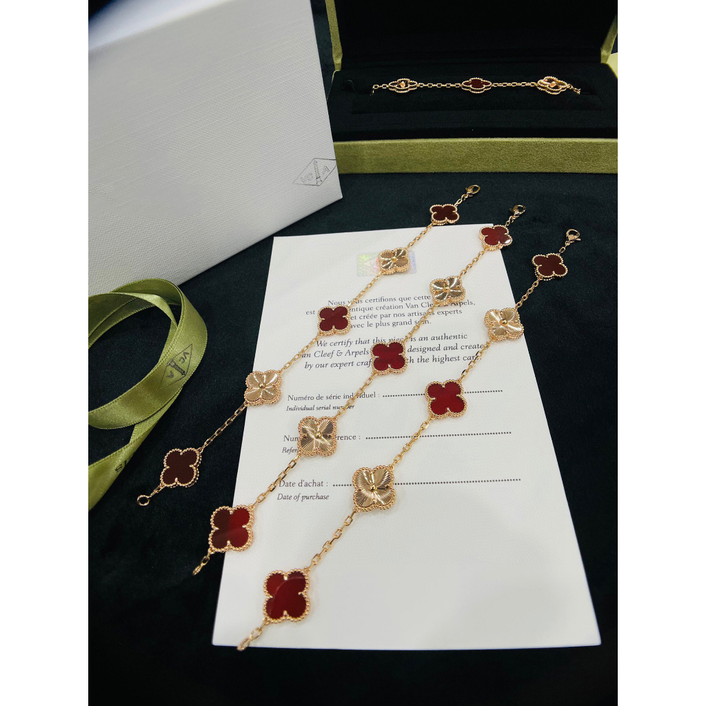 Van Cleef classic four-leaf clover five-flower gold-plated bracelet ...