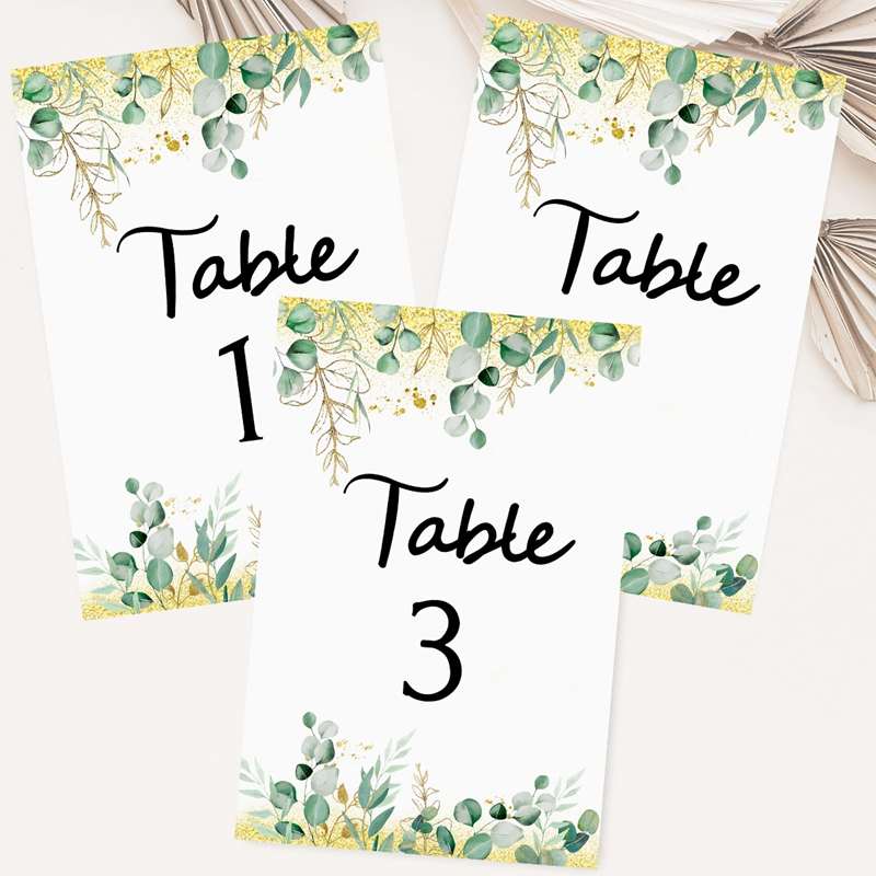 10PCS Table Number Card Without Holder Gold Leaves Wedding Table ...