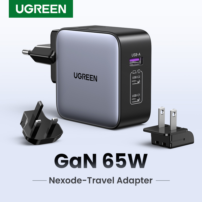 UGREEN 65W GaN PD Fast Travel Charger Quick Charge - 2C1A 2 Type C 1 ...