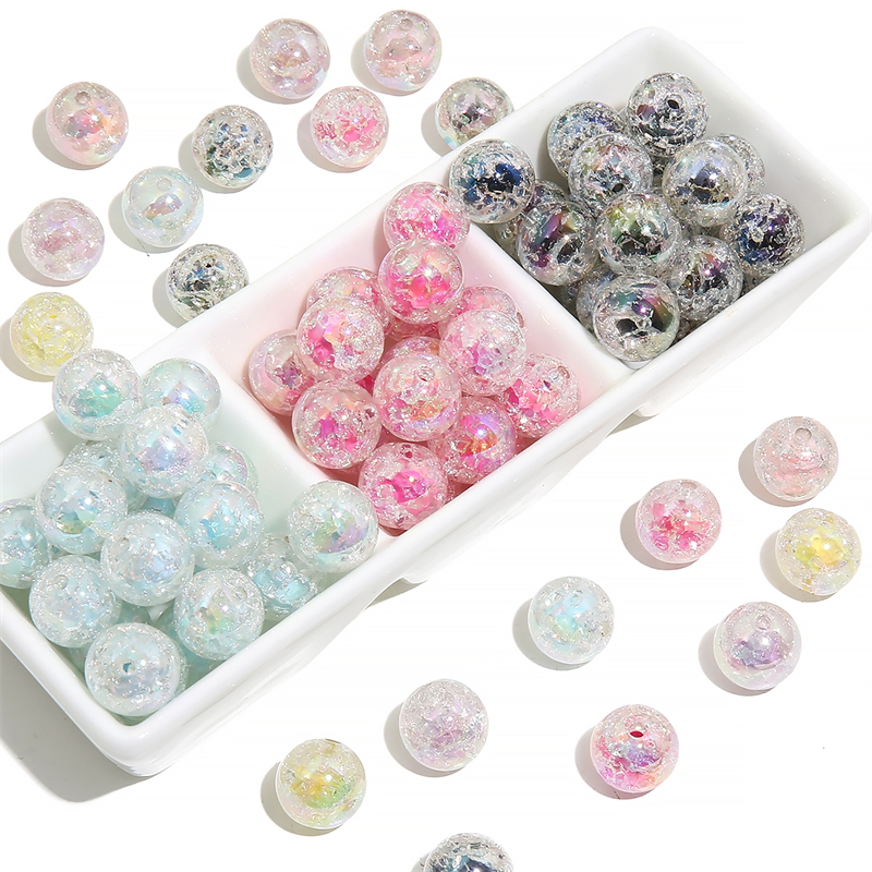 [16mm] Color-plated Explosive Beads Resin Floral Beads DIY Making ...
