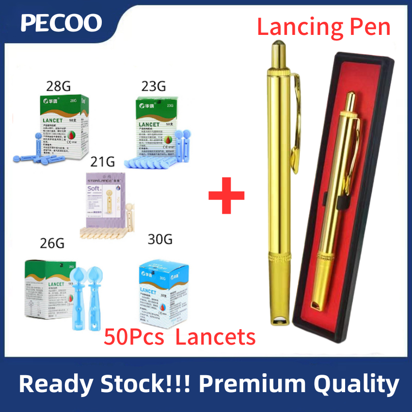 Pure Copper Lancing Pen+50pcs Lancets Bekam Lancet Pen & Needle Cupping ...
