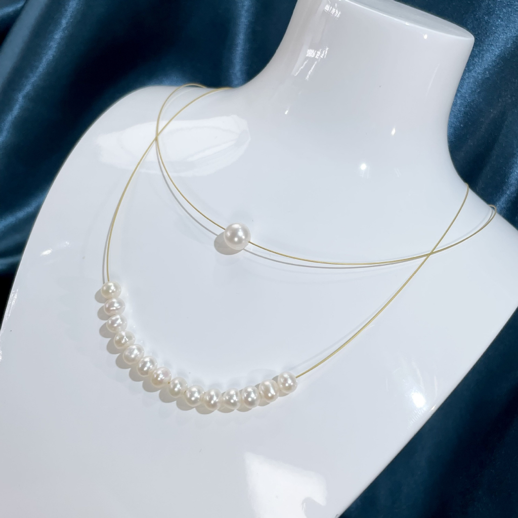 Double layered natural pearl necklace for women's design neckline ...