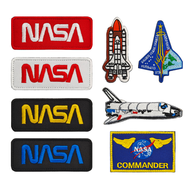 NASA NASA NASA Airplane Cloth Sticker Back Lining with Hook Ring Velcro ...
