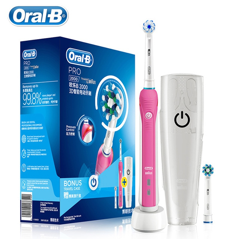 Oral B Sonic Electric Toothbrush Pro2000 3D Smart Teeth Cleaning Brush Pressure Sensor 2 Working ...