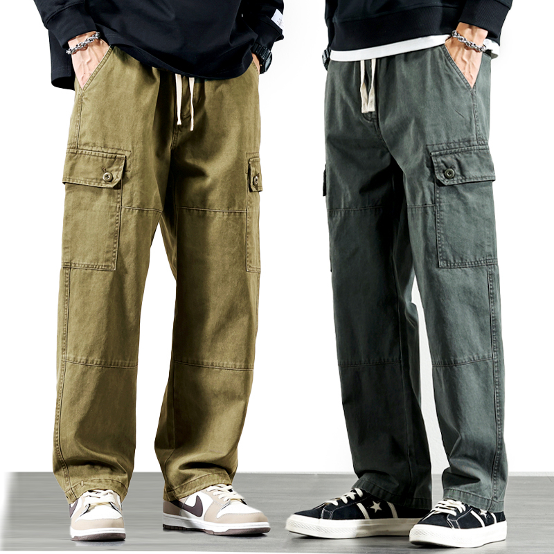 Cargo Pants Men Multi-pocket Straight Leg Sports Tactical Casual Plain ...