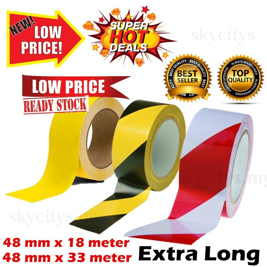Ready Stock Floor Tape 48mm X 33m Floor Marking Social Distance Safety Caution Warning Tape PVC ...