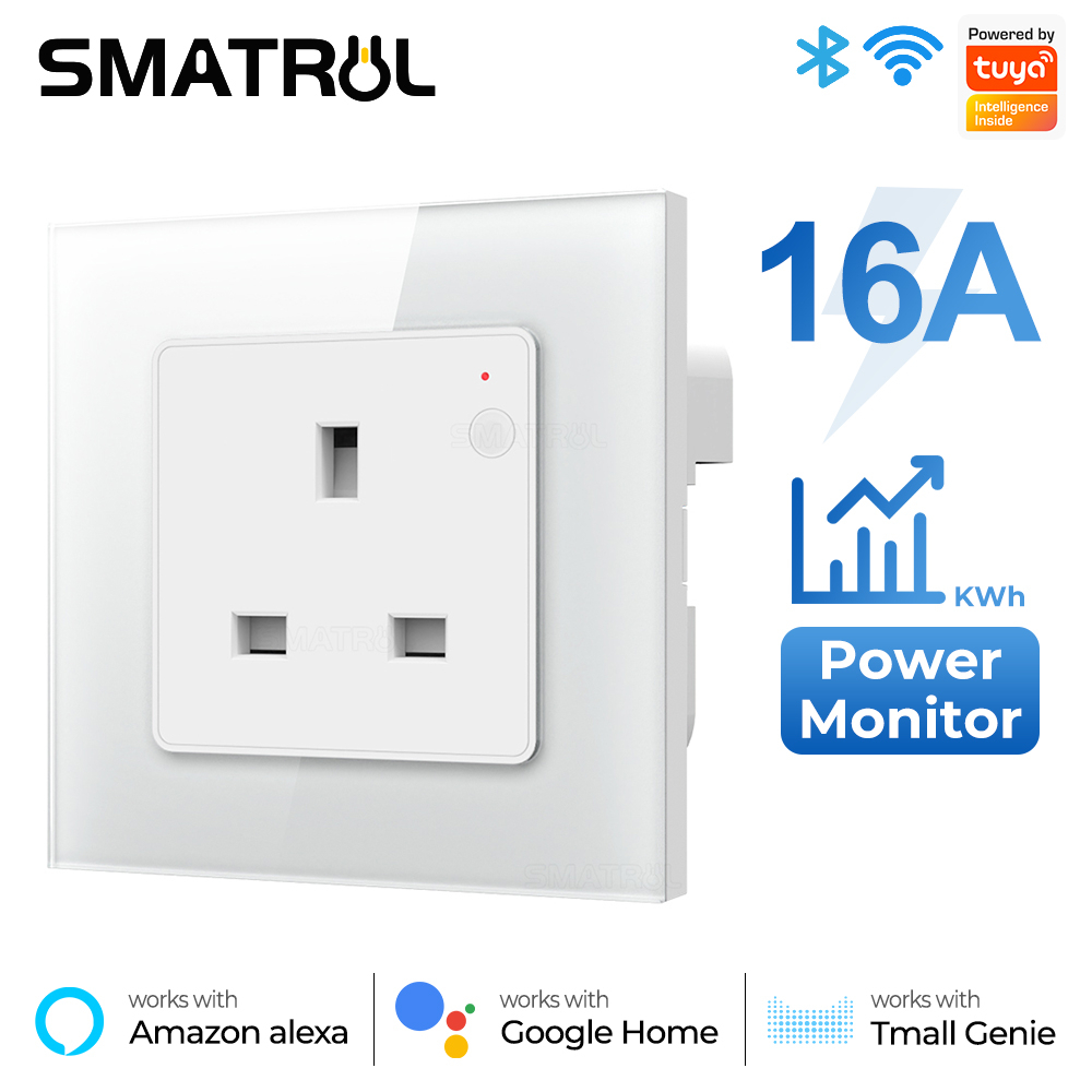 ROVF wifi Smart plug socket UK Plug Power Monitor 16A Smart Socket WiFi ...