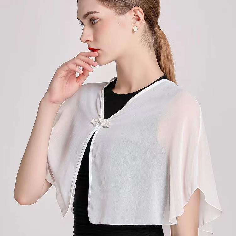 Korean Women's Chiffon Small Cape Summer Short shawl Cover-up Thin Sun ...