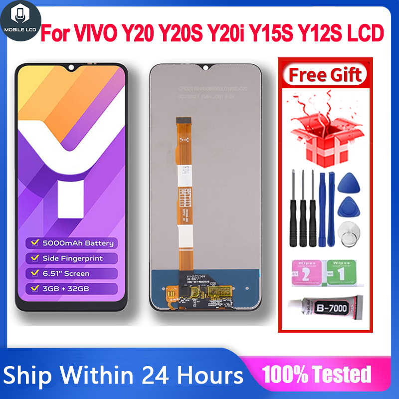 Original LCD With Frame For Vivo Y20 Y20A Y20i Y20s Y15s Y15A Y12A Y12s ...