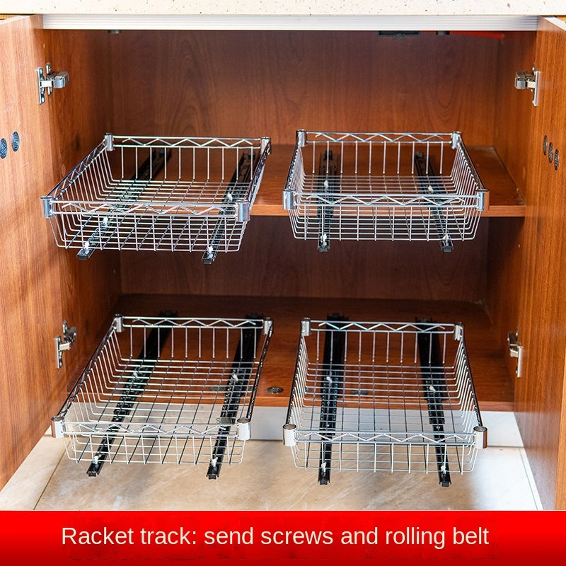 kitchen drawer organiser Kitchen Basket Storage Shelf Cabinet Pull Out ...