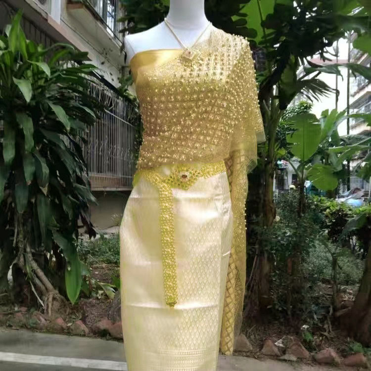 Women Elegant Traditional Thai Dai dress 3-piece set Xishuangbanna ...