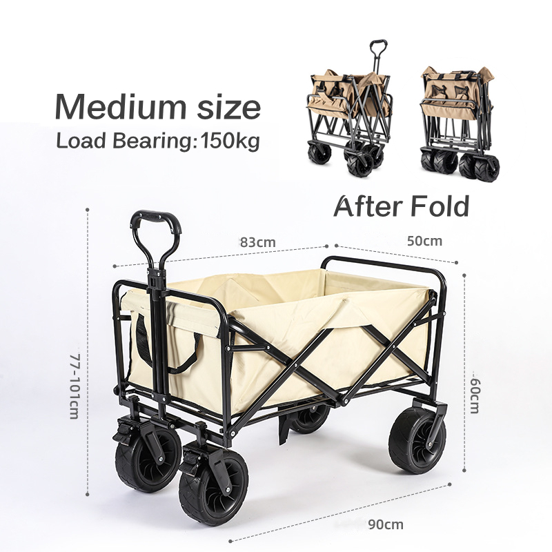 Foldable Camping Wagon Big Wheel Outdoor Trolley Shopping Cart Trolly ...
