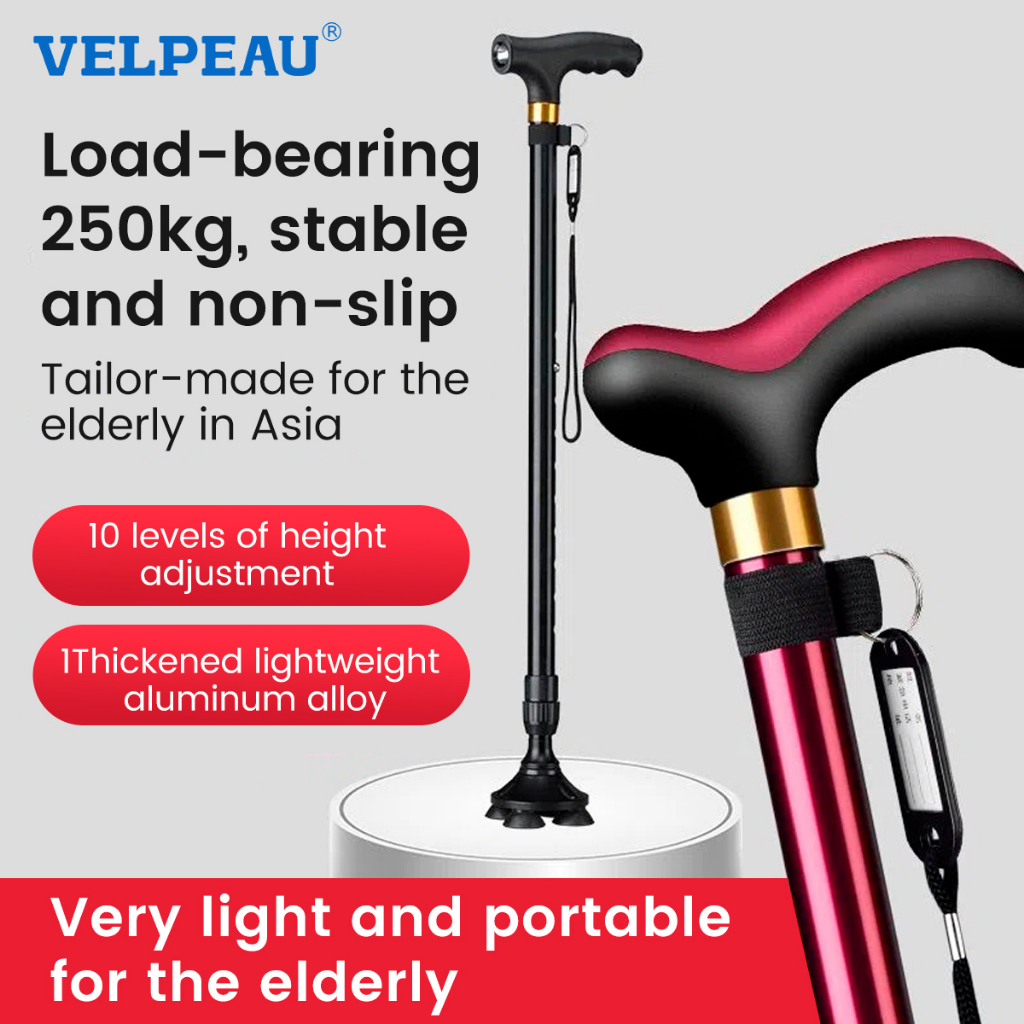 VELPEAU Walking Stick Lighted Walking Stick For the Elderly With Four ...