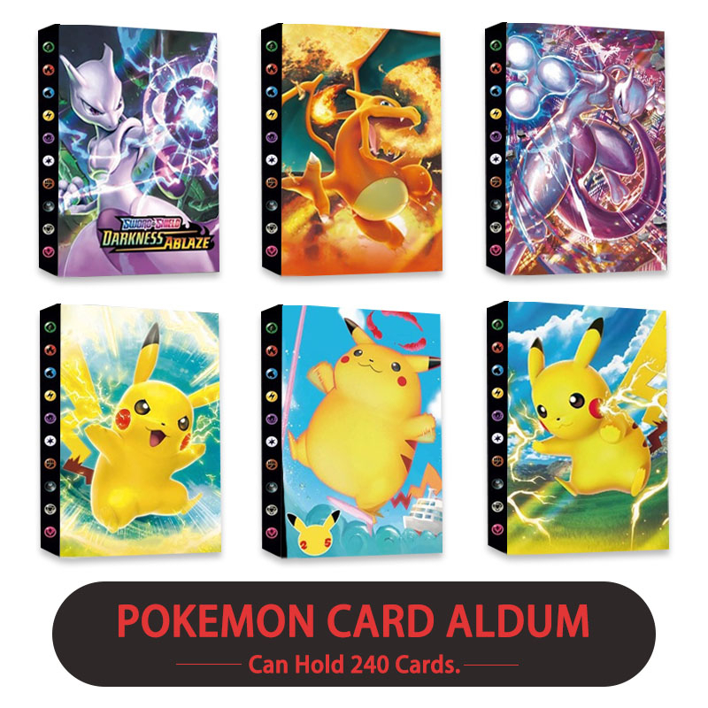 240pcs Pokemon Anime Album Pikachu Card Book Game Collection Binder ...