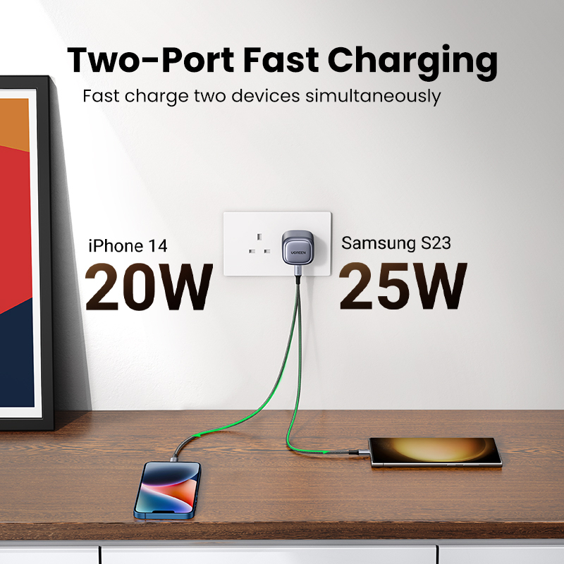 UGREEN 45W GaN PD Fast Charger Quick Charge 2 Type C Port Charger with ...