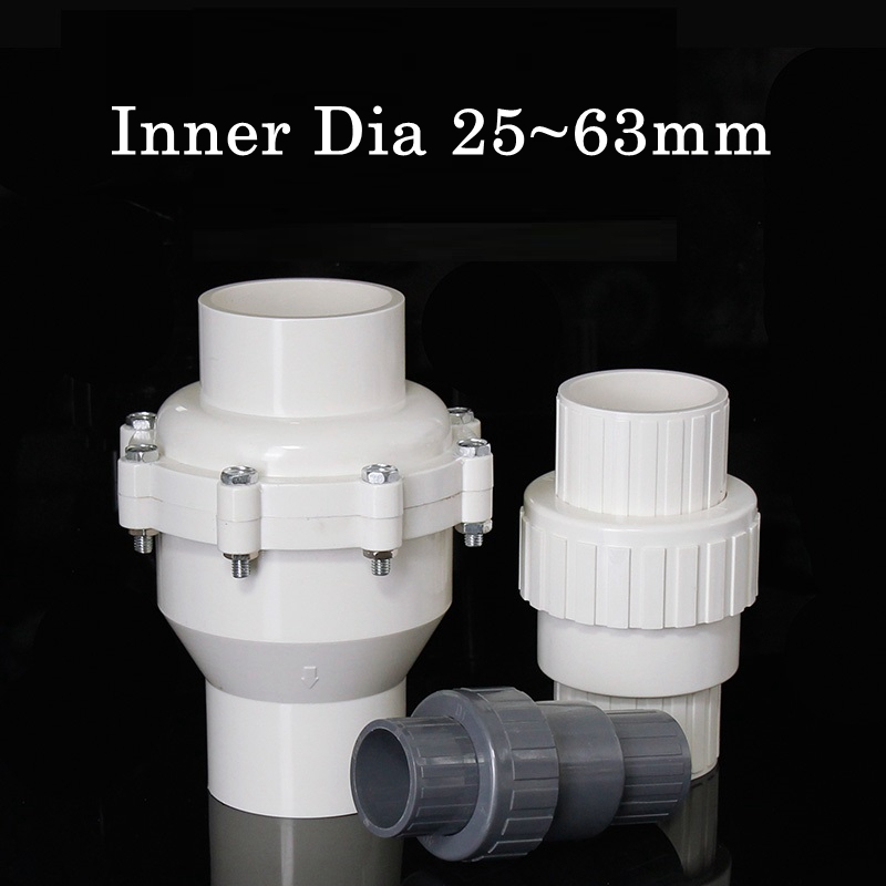 1PC 25-63MM PVC Check Valve Water Pipe One Way No-Return Valve Aquarium ...