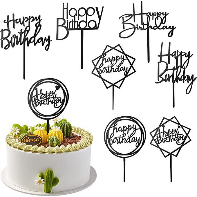 10 Piece Happy Birthday Cake Topper Black Acrylic Cake Topper Birthday