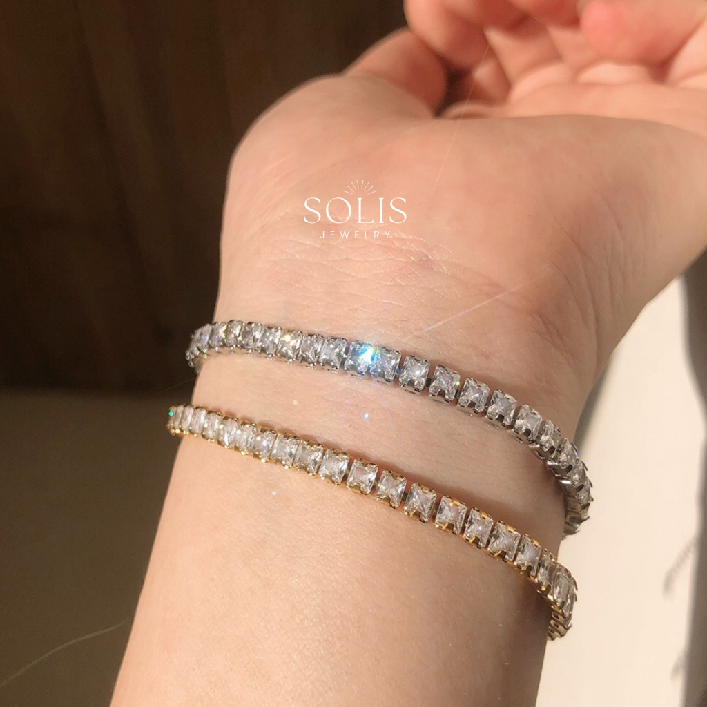Sparkle Tennis Bracelet Shine Zircon Bracelets • Waterproof Non-Fade ...