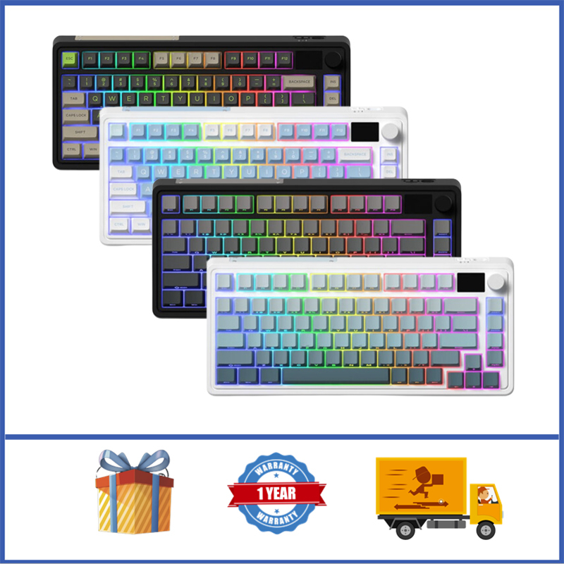 FL·ESPORTS CMK75 Wireless Mechanical Keyboard Side Key Cap TFT Display ...