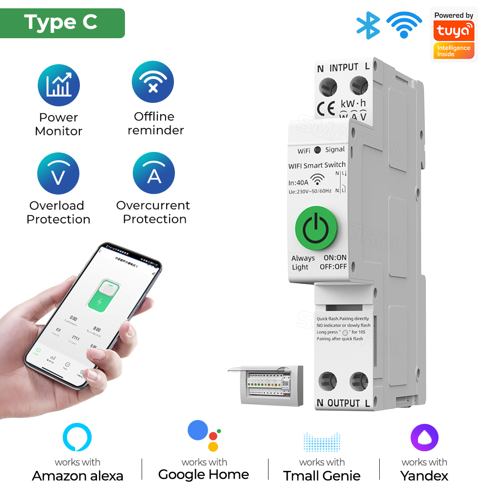 SMATRUL 40/63A WIFI Smart Switch TUYA Energy Meter Kwh Metering Circuit ...