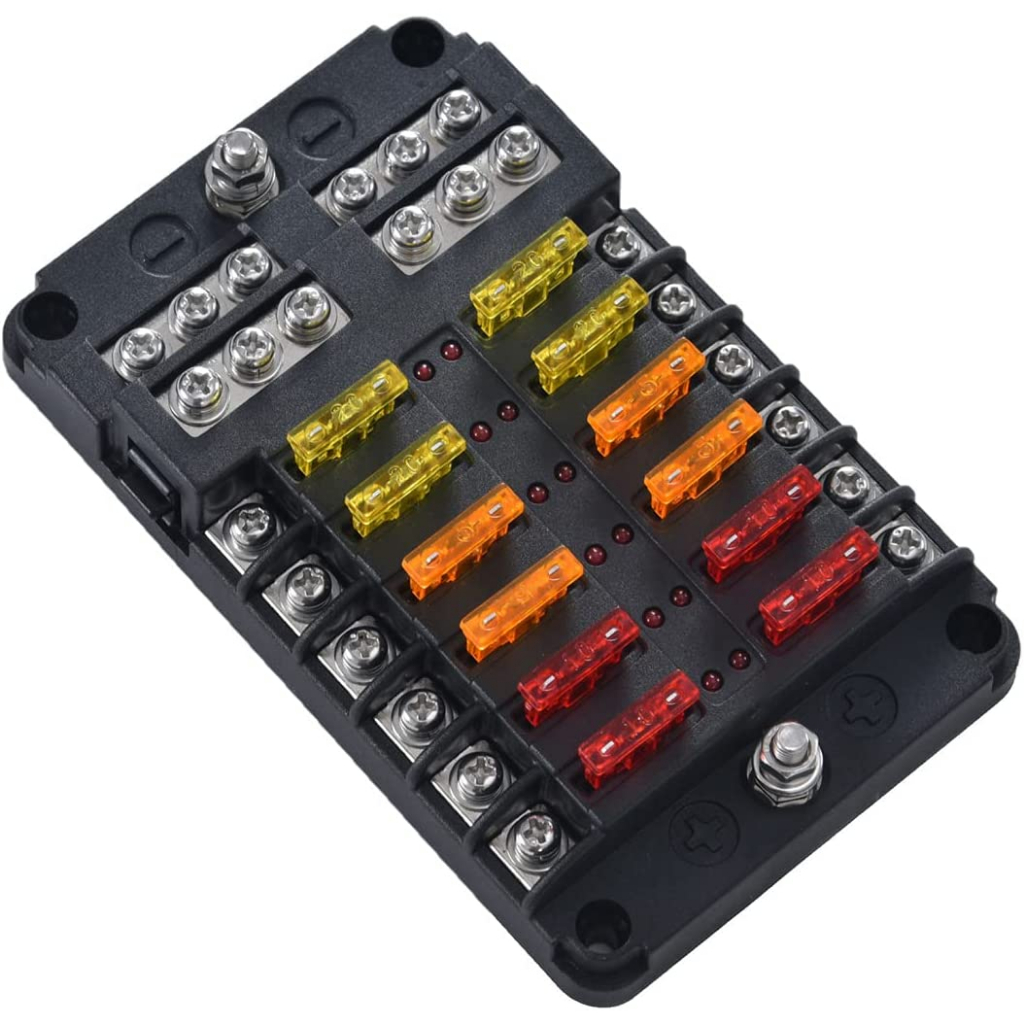 12 Volt Fuse Block, Marine Boat Fuse Block Waterproof 12 Way Automotive ...