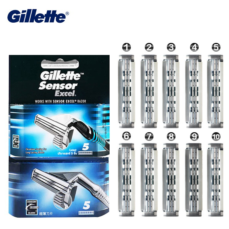 Gillette Sensor Excel Safety Razor Blades For Men (10 Pcs) | Shopee ...