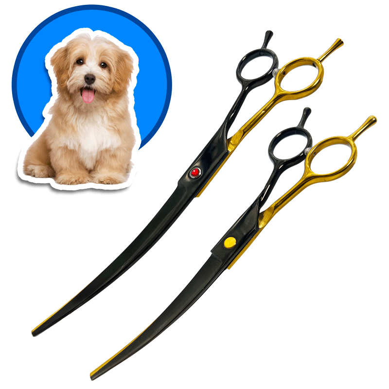 Curved dog grooming scissors , Pet Curved Shear for Dogs and Cats, 4CR ...