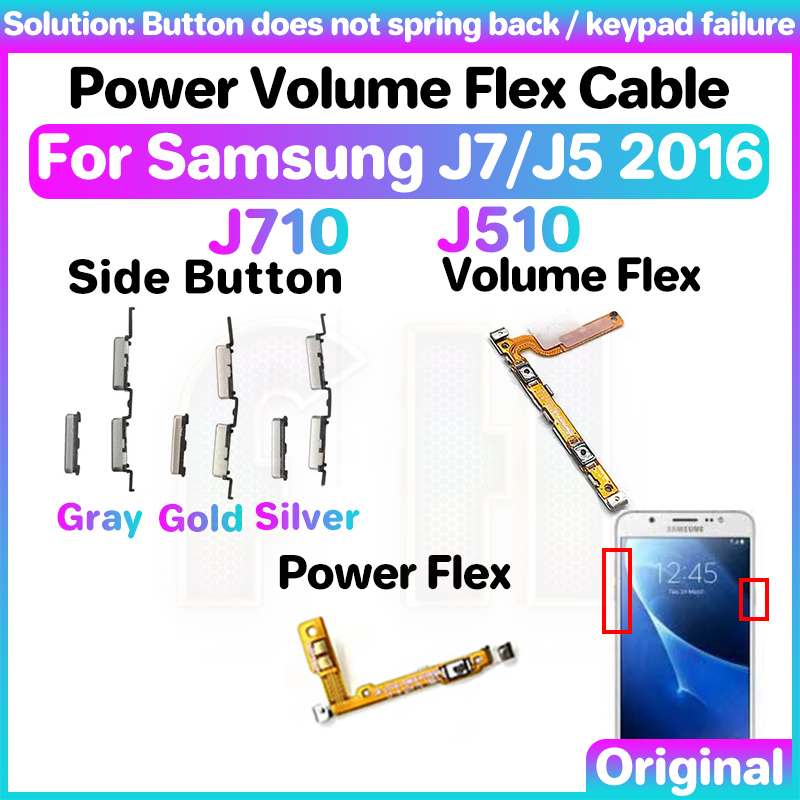 For Samsung J5 J7 J710 J510 2016 Power volume button flex Side key Switch ON OFF Key Mute ...