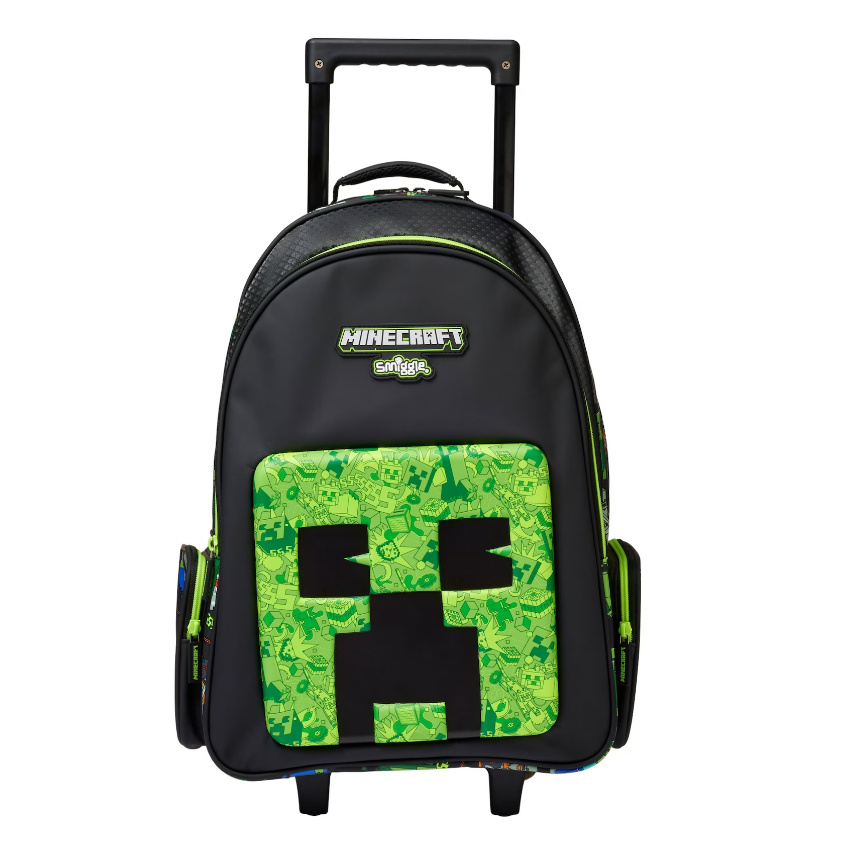 Smiggle Minecraft Trolley Backpack With Light Up Wheels | Shopee Malaysia