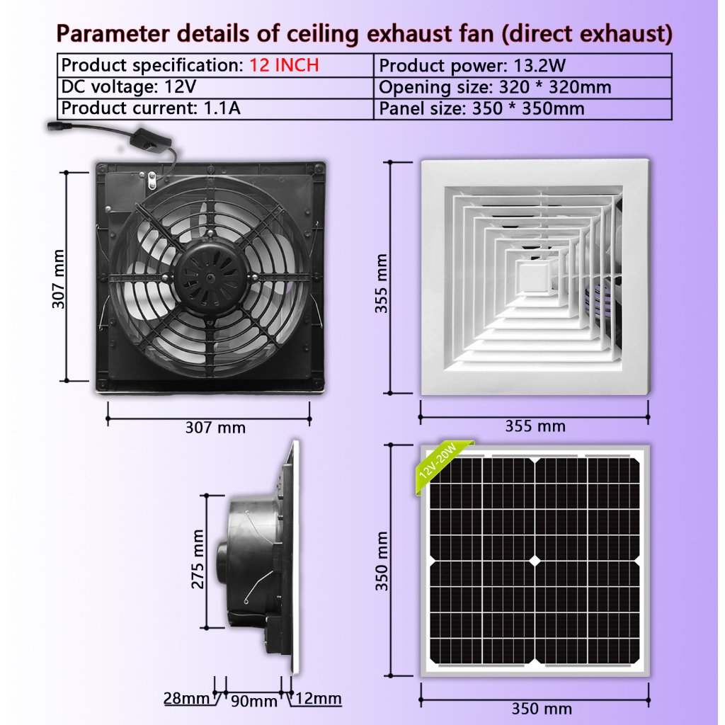 Ceiling direct exhaust fan 8/10/12 inch ventilation fan, kitchen fan ...