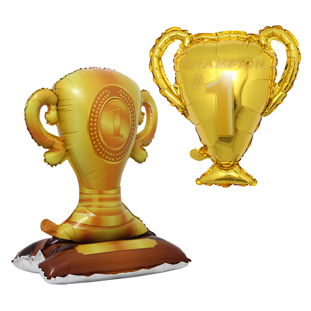 Selfstand 3D Gold Championship Trophy Foil Balloons Sports Theme ...