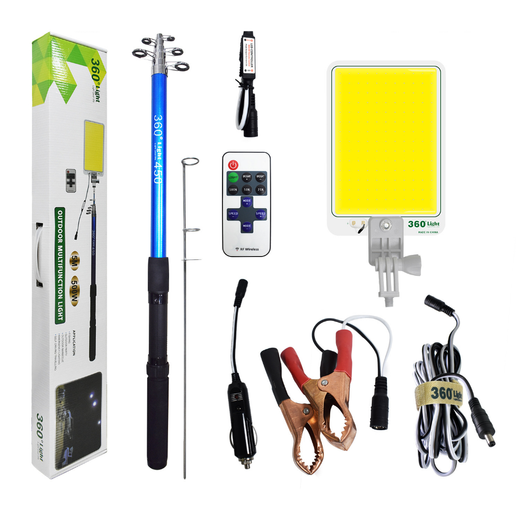 Outdoor camping lights car led 12v remote control retractable fishing ...