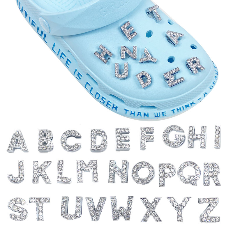 Alphabet Cro Shoe Charm DIY Cute Crystal Letters Shoes Accessories Nice ...