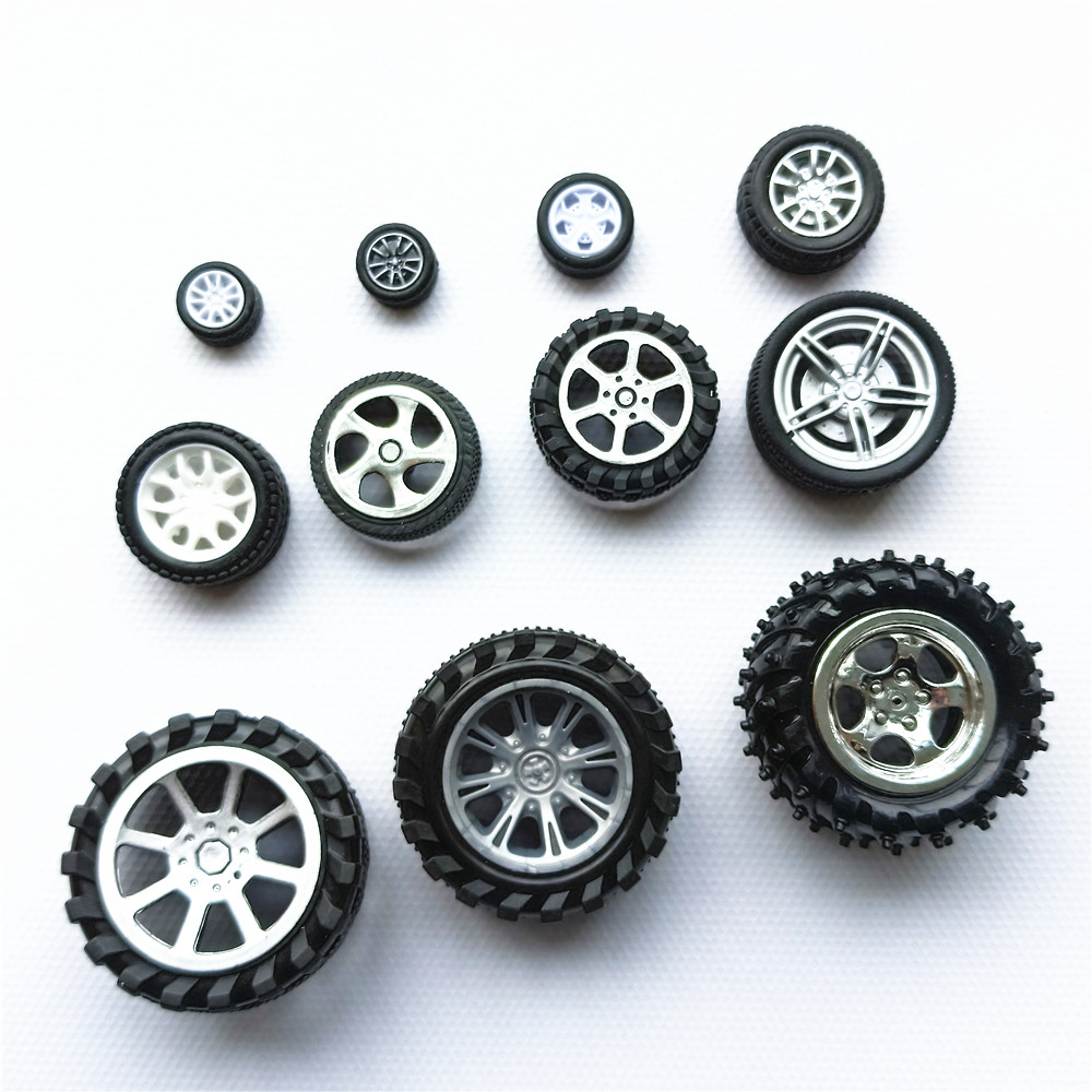 2Pcs/Lot 17 Types Mini Toy Car Wheels DIY Model Plastic Rubber Tires ...