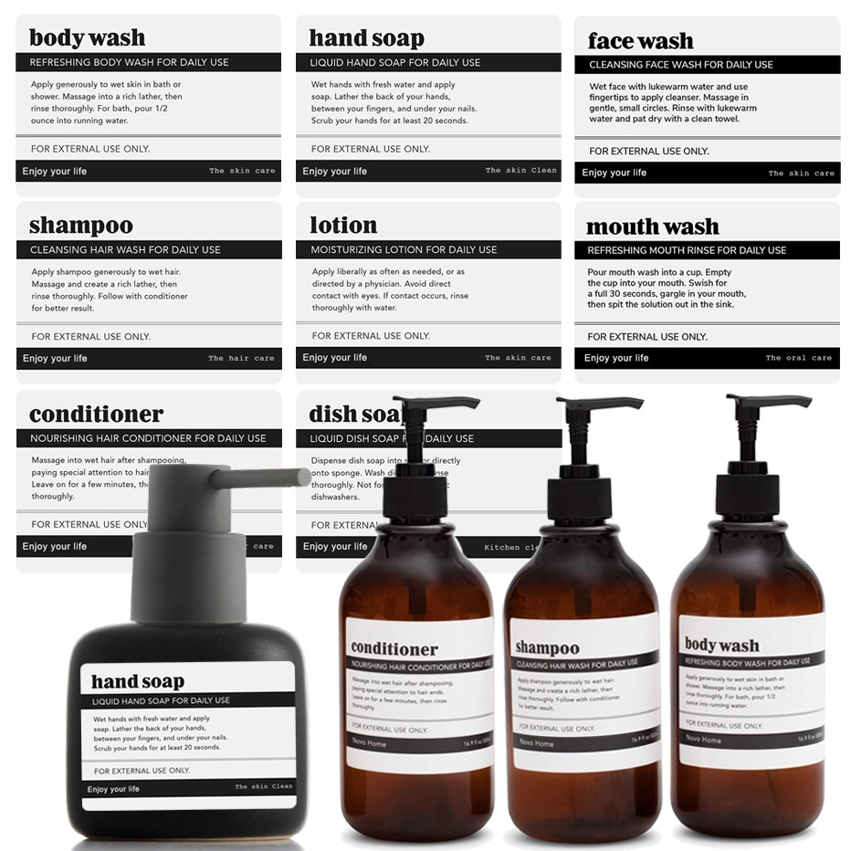 8PCS Waterproof Labels for Dispenser Bottles Vintage Farmhouse Peel and ...