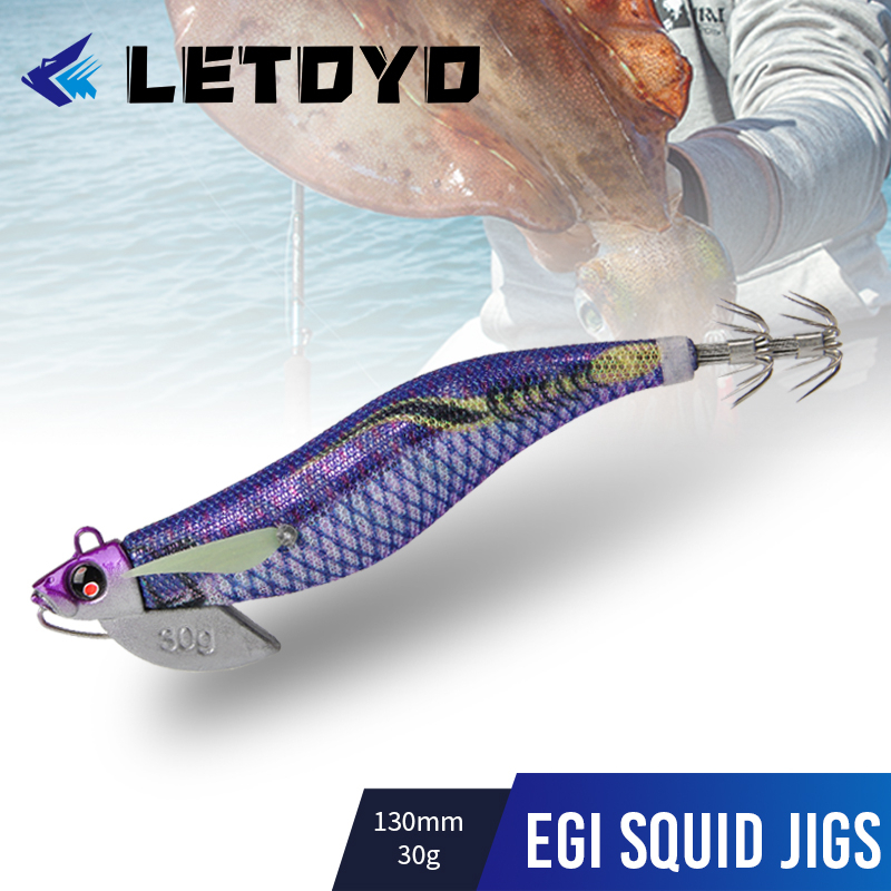 LETOYO Squid Lure TR Tip Run Eging egi 30g 120mm Artificial self-weightable lifelike lures With ...