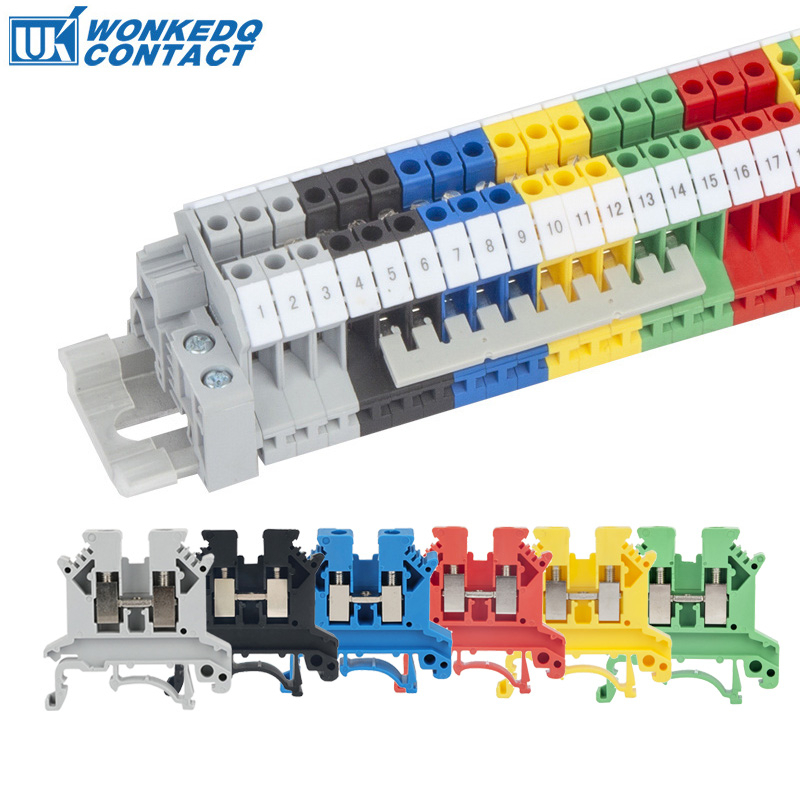 Din Rail Terminal Block UK2.5B Screw Feed-through 2.5mm² Cable Wiring Universal Electrical Wire ...
