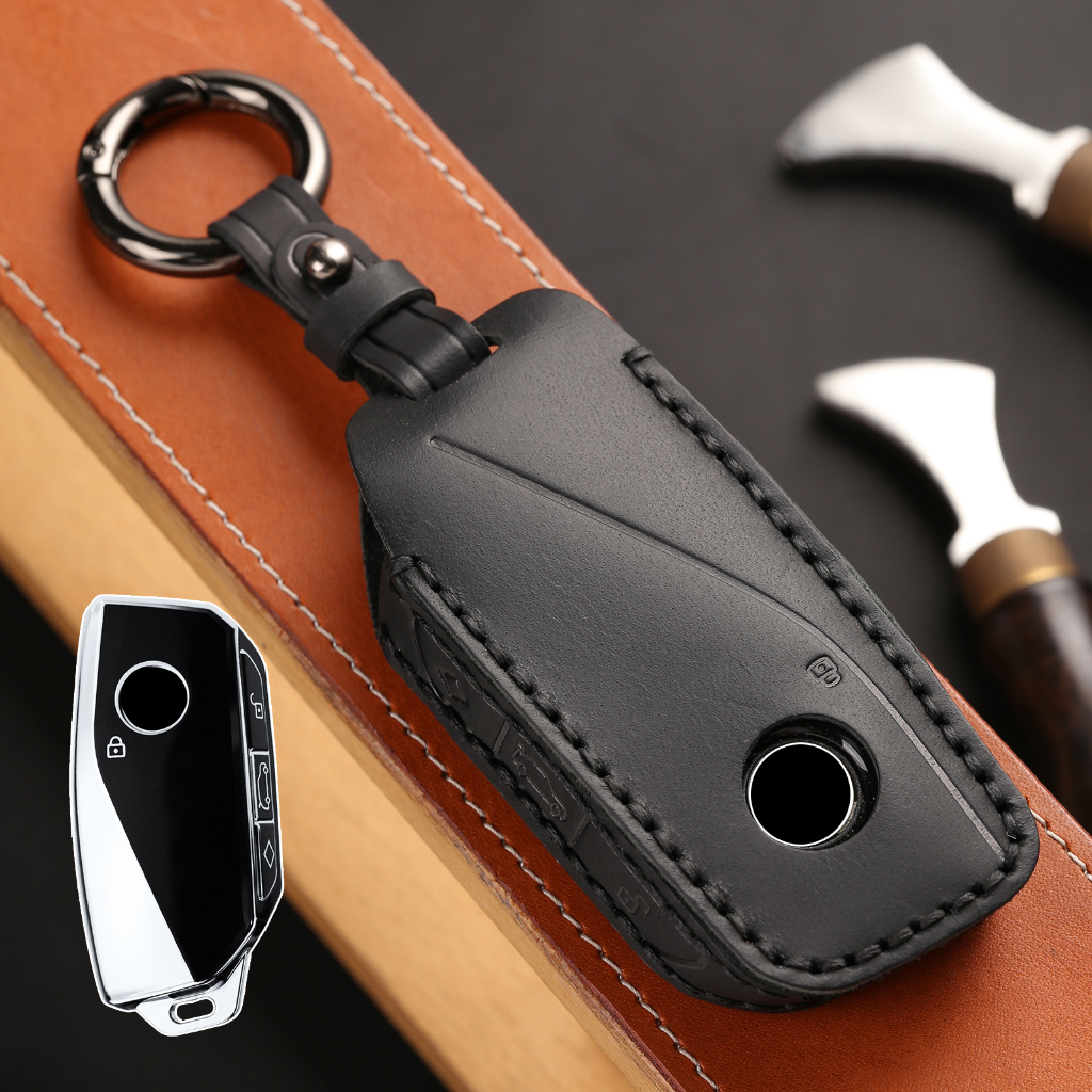 BMW Genuine Leather Key Cover Car Remote Fob Case KeyChain Shell Holder ...