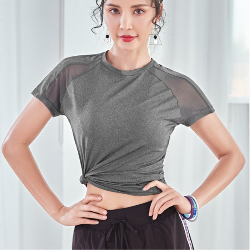 Women's Workout Shirts Yoga Tops Gym Trainning Clothes Mesh back ...