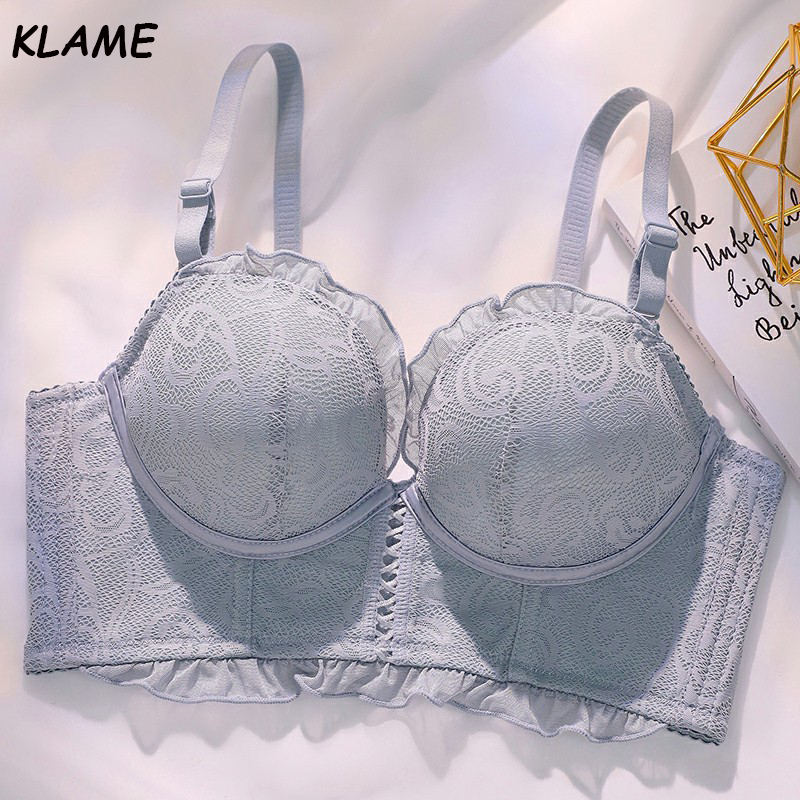 KLAME AB Cup Bralette Women Sexy Deep V-neck Lace Underwear Small Chest ...
