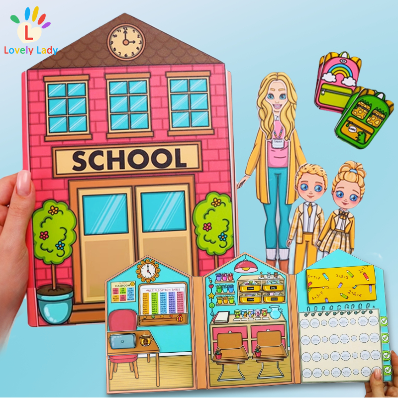Diy Toy Book Simulation School Paper Doll Children Quiet Book Girl's ...