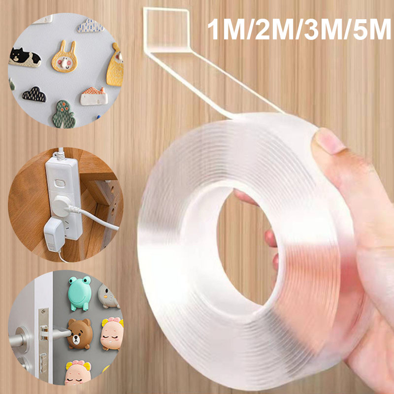 Double-Sided Nano Tape Traceless Washable Adhesive Reusable Clear ...