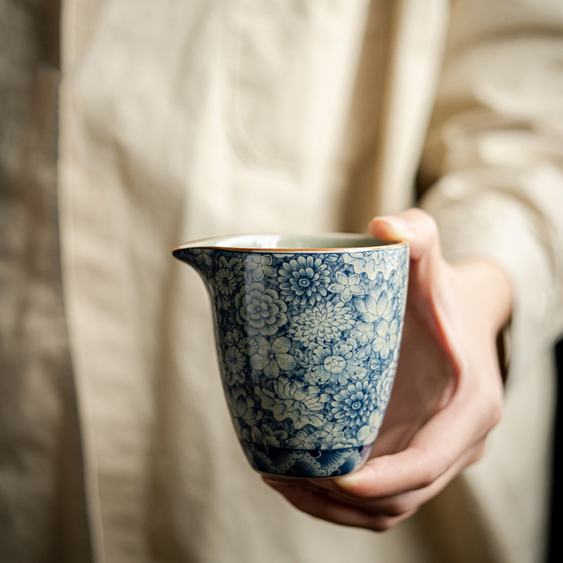 Fair Cup Mug Tea Sea Blue White 万花不落地 Tea Set Tea Cup Tea Strainer Tea ...