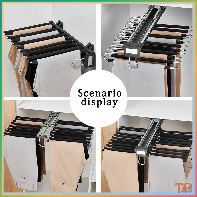 Trouser rack closet built-in telescopic sliding trouser drawer rack ...